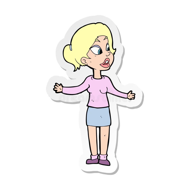 Sticker of a Cartoon Pretty Woman Explaining Something Stock Vector ...