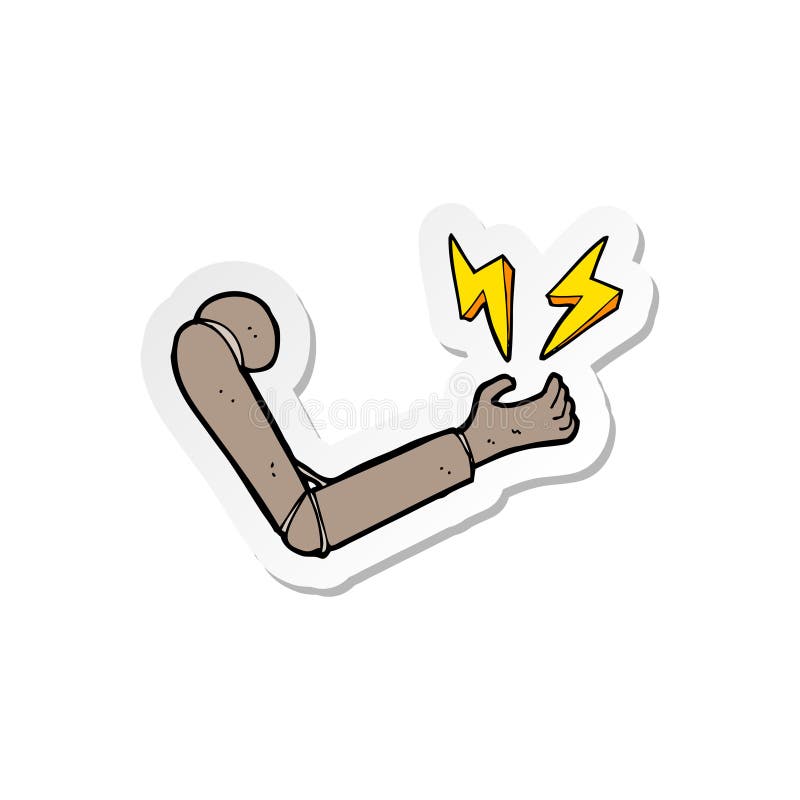 Sticker Of A Cartoon Prosthetic Arm Stock Vector - Illustration of sign ...