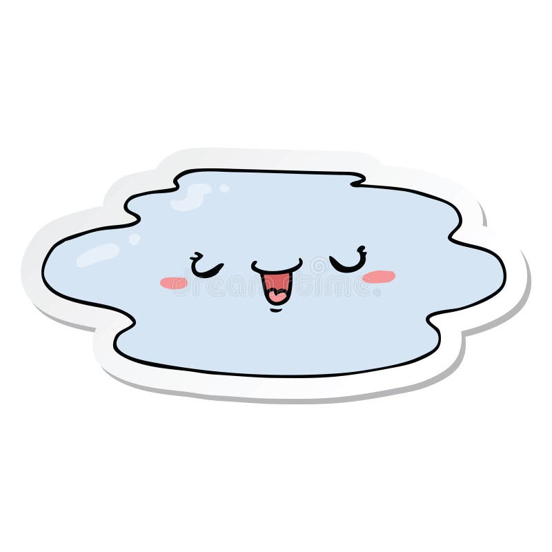 Sticker of a Cartoon Puddle with Face Stock Vector - Illustration of ...