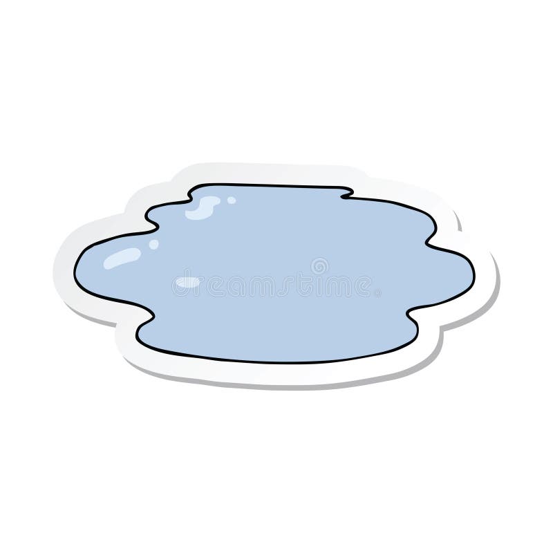 Sticker of a Cartoon Puddle of Water Stock Vector - Illustration of ...