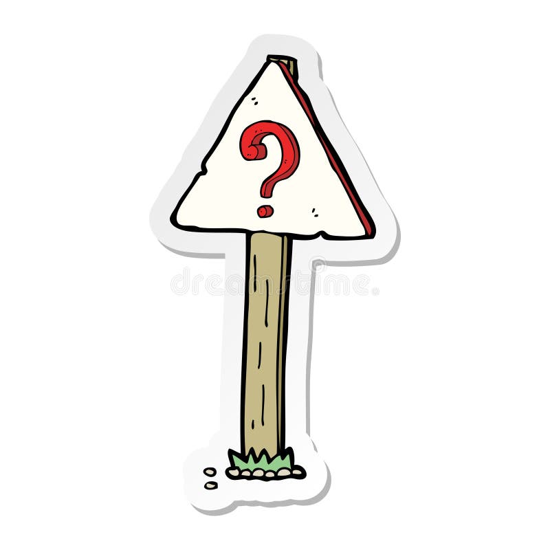 Sticker of a Cartoon Question Mark Sign Post Stock Vector ...