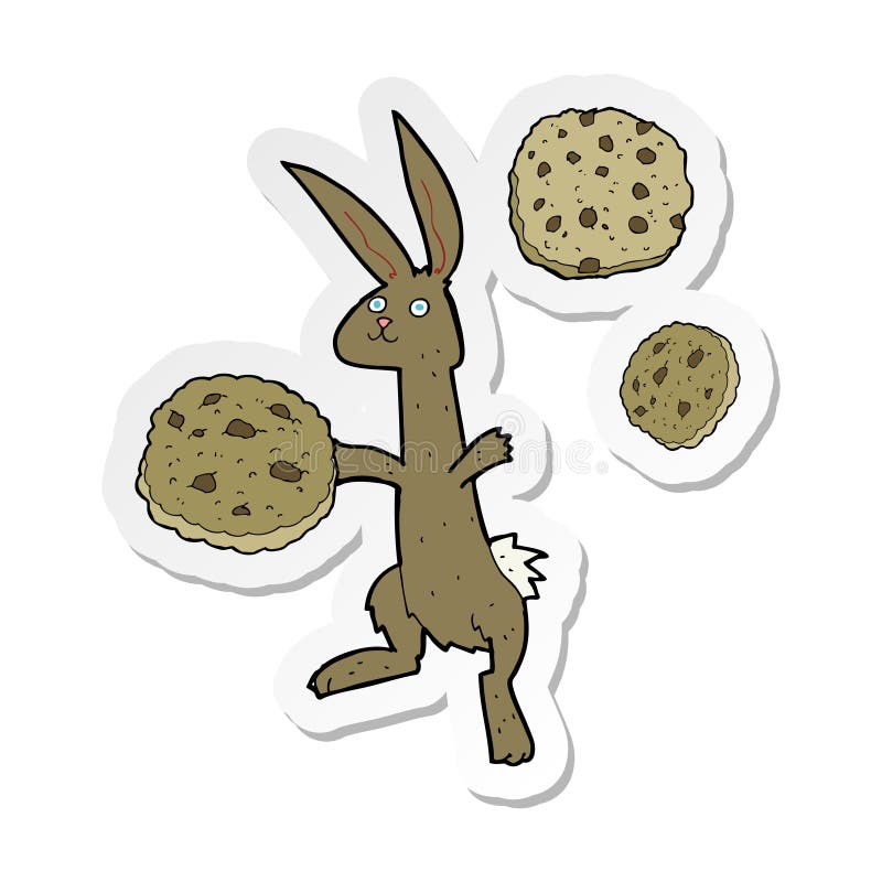 Sticker of a Cartoon Rabbit with Cookies Stock Vector - Illustration of ...