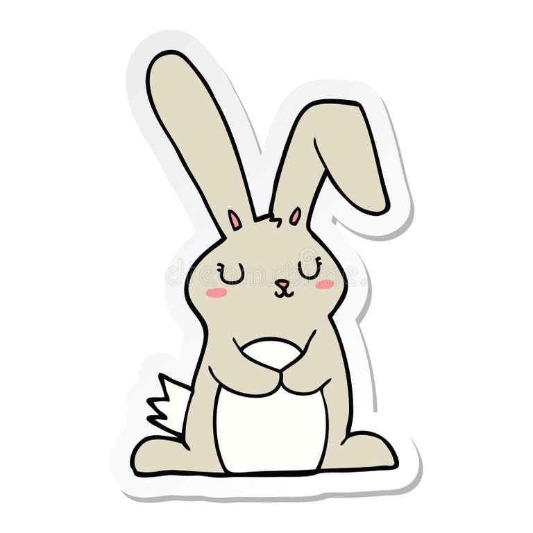 Sticker of a Cartoon Rabbit Stock Vector - Illustration of freehand ...