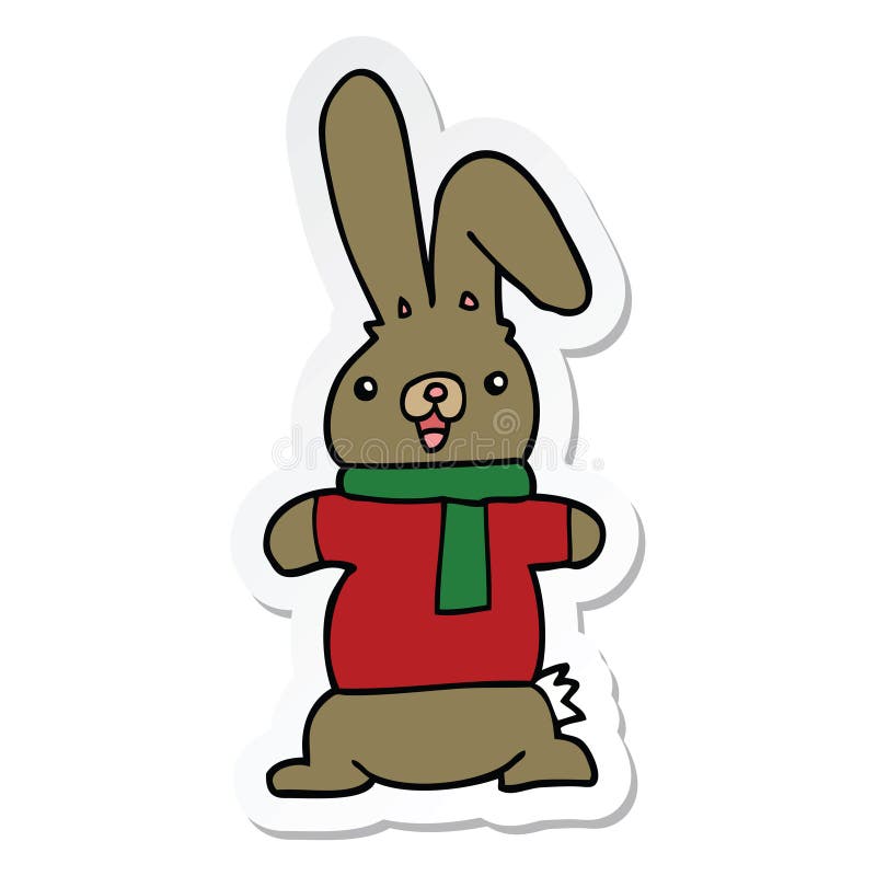 Sticker of a Cartoon Rabbit Stock Vector - Illustration of stick ...