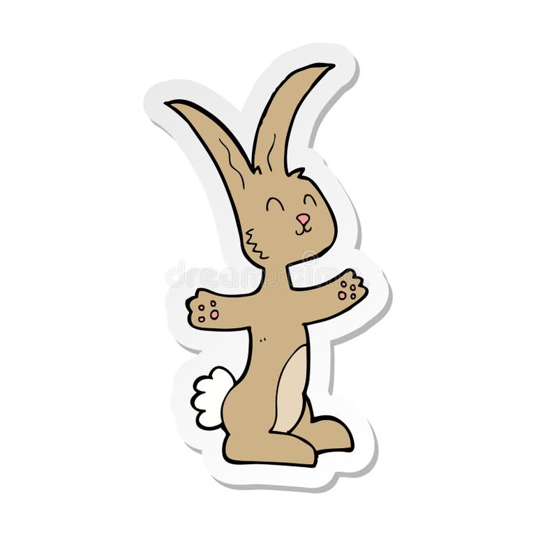 Sticker of a Cartoon Rabbit Stock Vector - Illustration of funny, hand ...