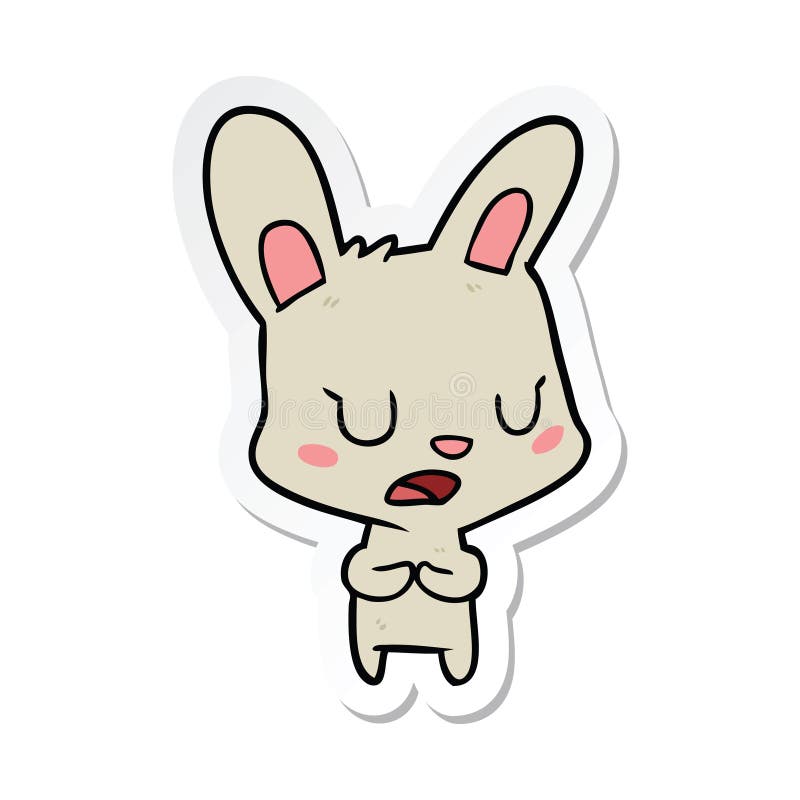 Sticker of a Cartoon Rabbit Talking Stock Vector - Illustration of ...
