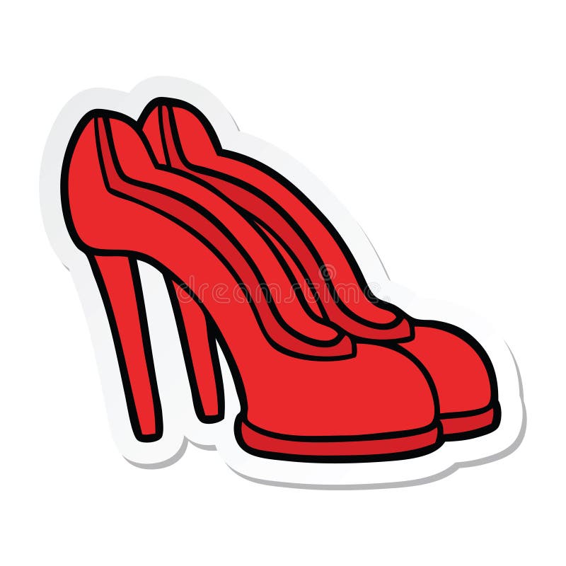 Sticker of a Cartoon Red Shoes Stock Vector - Illustration of sticker ...