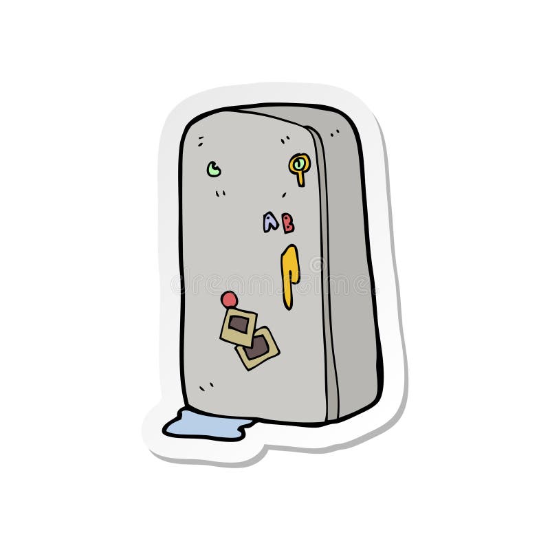 Sticker of a Cartoon Refrigerator Stock Vector - Illustration of symbol ...