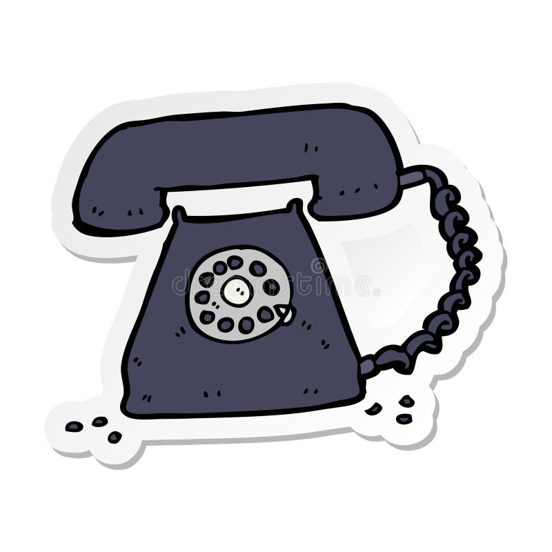 Sticker of a Cartoon Retro Telephone Stock Vector - Illustration of ...