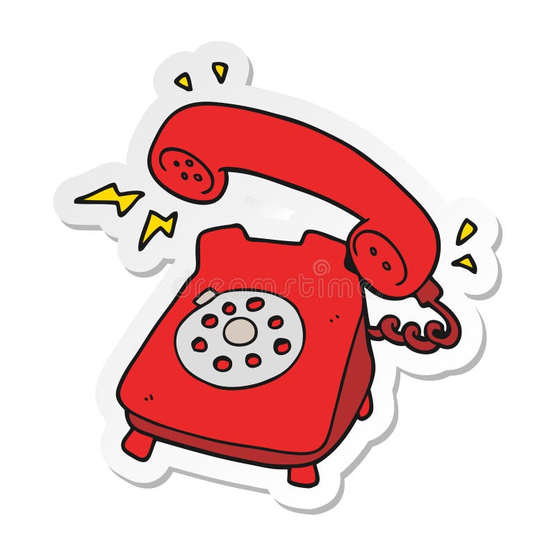 Sticker of a Cartoon Ringing Telephone Stock Vector - Illustration of ...