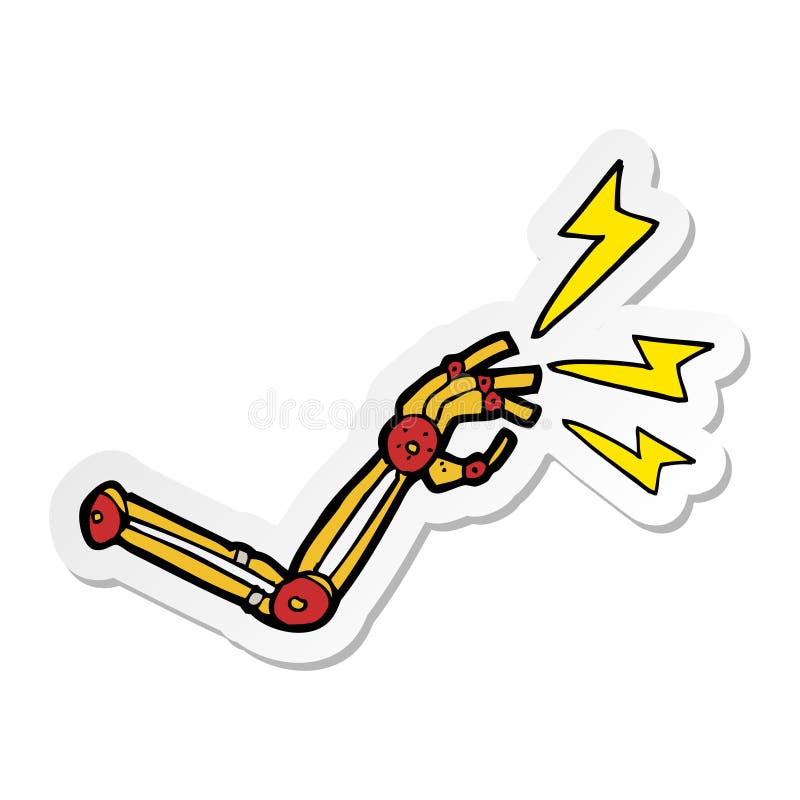 Sticker of a Cartoon Robot Arm Stock Vector - Illustration of crazy ...