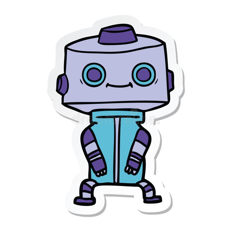 Sticker of a cartoon robot stock vector. Illustration of decal - 146103205