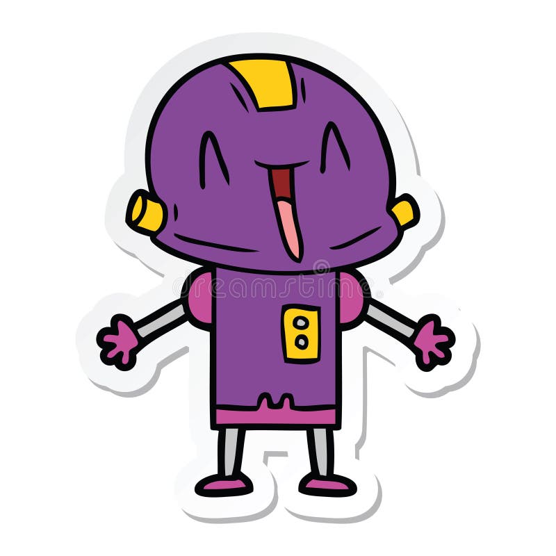 Sticker of a cartoon robot stock vector. Illustration of drawing ...