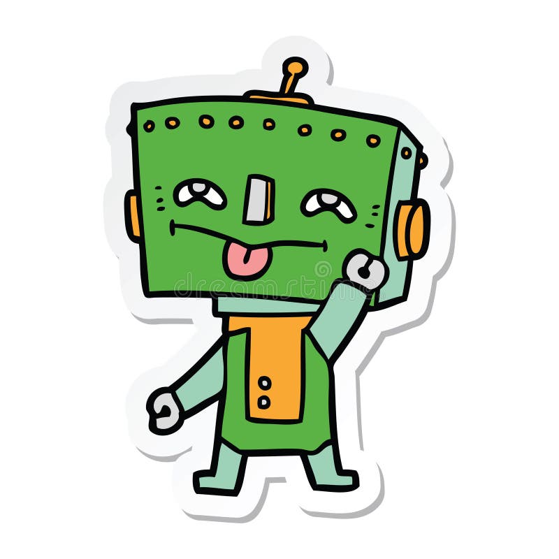 Sticker of a cartoon robot stock vector. Illustration of decal - 146167538