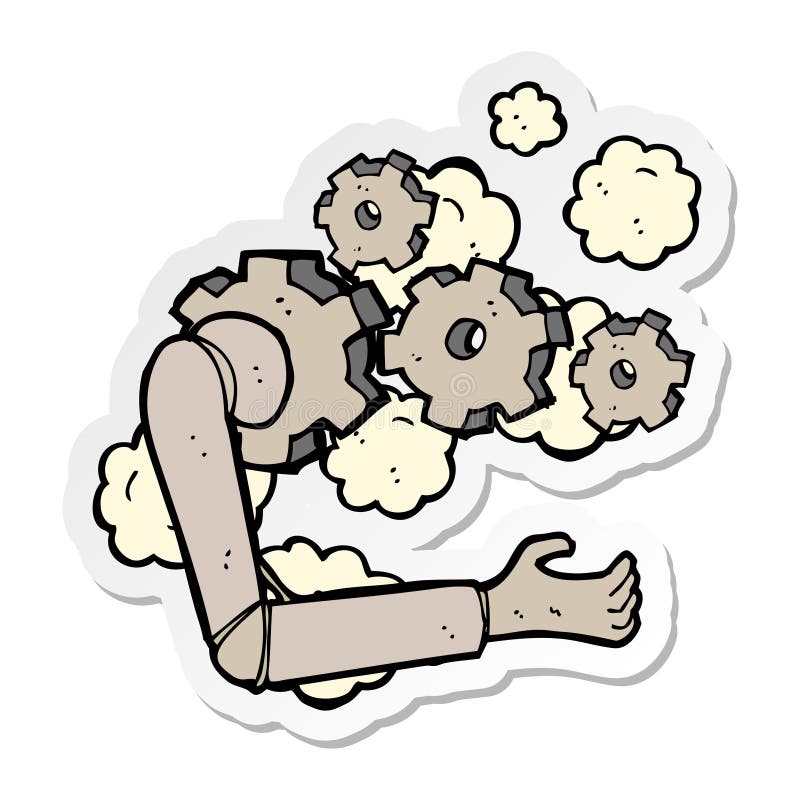 Sticker of a Cartoon Robotic Arm Stock Vector - Illustration of drawn ...