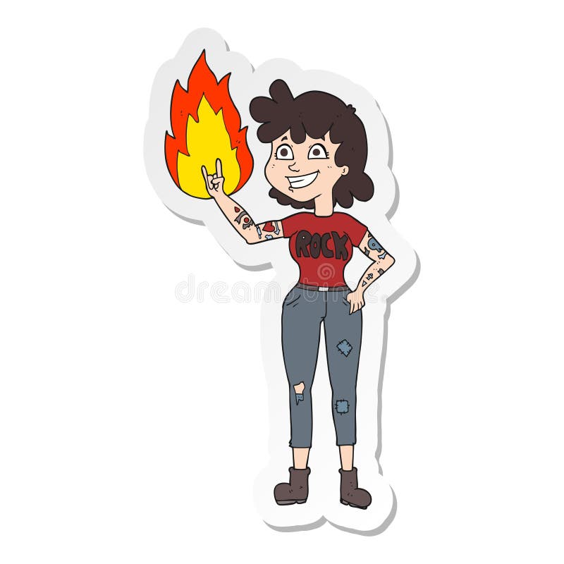 Sticker of a Cartoon Rock Girl Stock Vector - Illustration of rocker ...