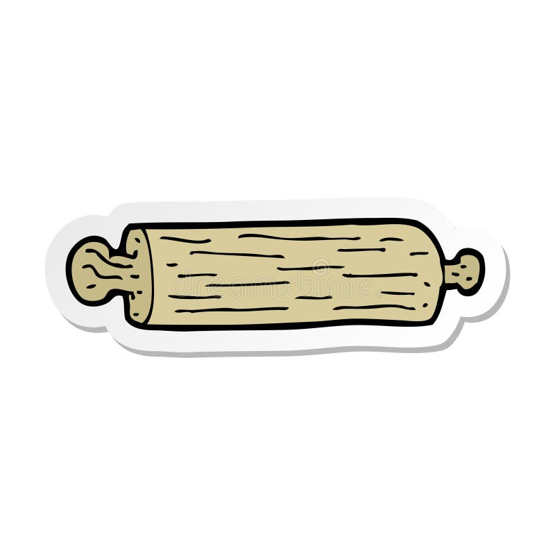 Sticker of a Cartoon Rolling Pin Stock Vector - Illustration of drawn ...