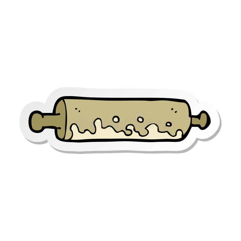 Sticker of a Cartoon Rolling Pin Stock Vector - Illustration of drawing ...