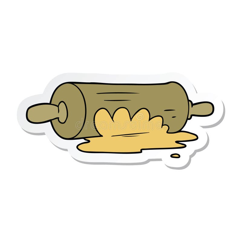 Sticker of a Cartoon Rolling Pin Stock Vector - Illustration of decal ...