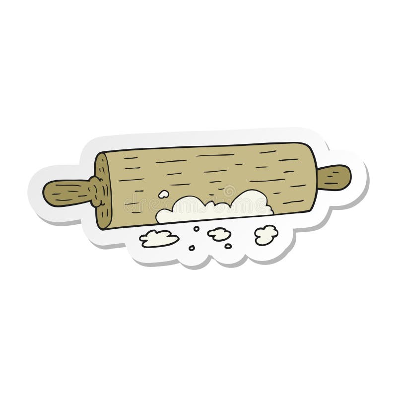 Sticker of a Cartoon Rolling Pin Stock Vector - Illustration of kitchen ...