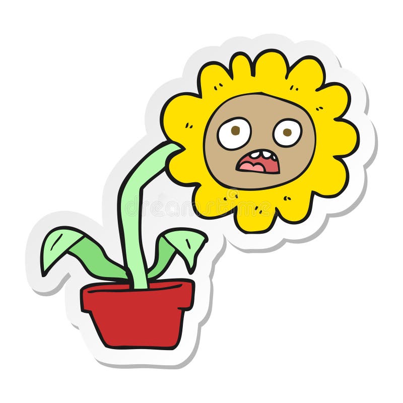 Sticker of a Cartoon Sad Flower Stock Vector - Illustration of funny ...