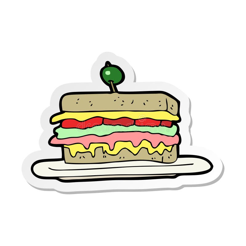 Sticker of a Cartoon Sandwich Stock Vector - Illustration of icon ...