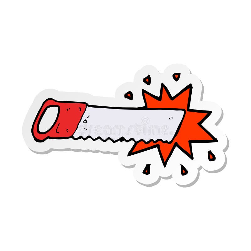 Sticker of a cartoon saw stock vector. Illustration of doodle - 147733351