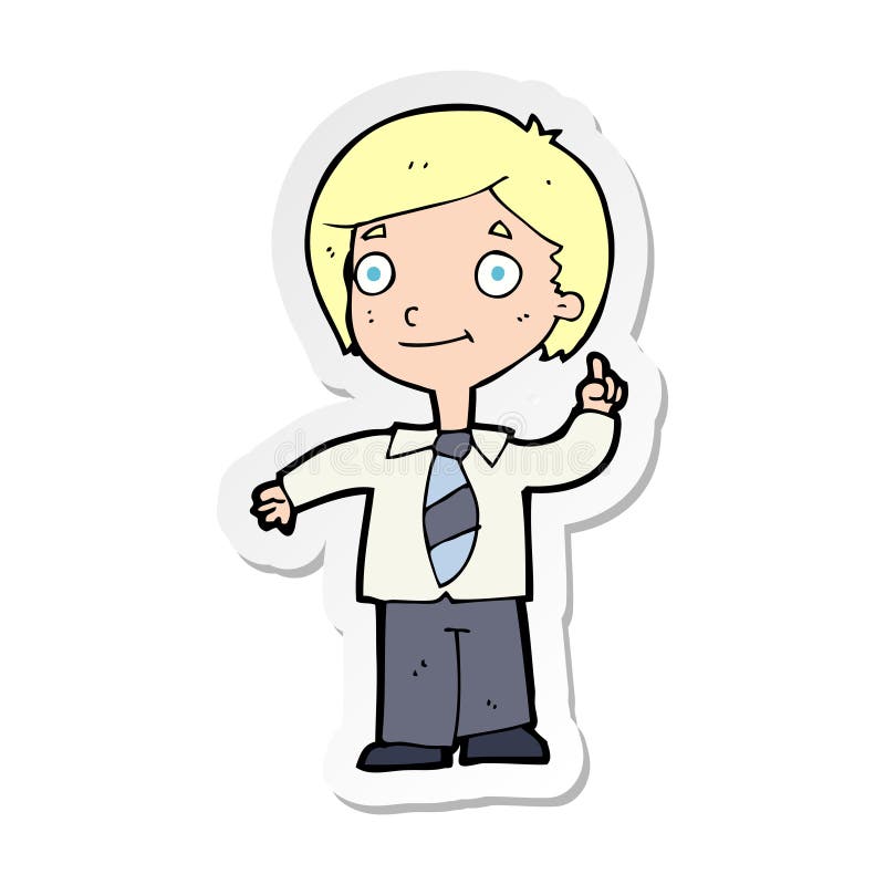 Sticker of a Cartoon School Boy Answering Question Stock Vector ...