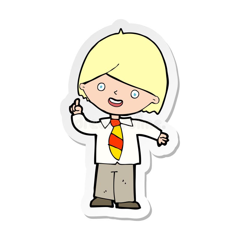 Sticker of a Cartoon School Boy Answering Question Stock Vector ...