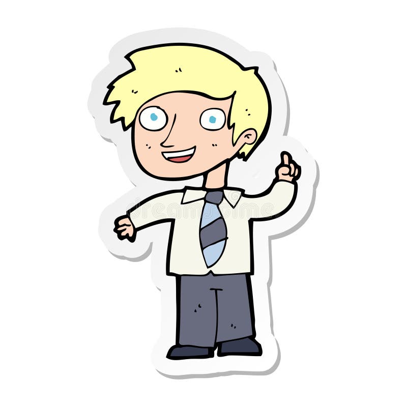 Sticker of a Cartoon School Boy with Idea Stock Vector - Illustration ...