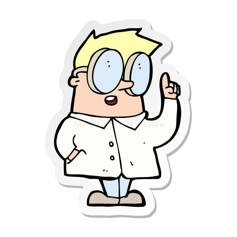 Sticker of a Cartoon Scientist Stock Vector - Illustration of retro ...