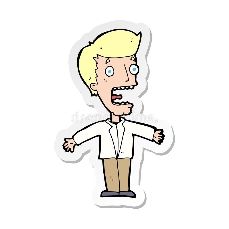 Sticker of a Cartoon Screaming Man Stock Vector - Illustration of ...