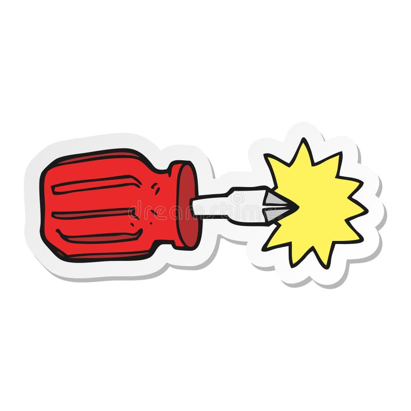 Sticker of a Cartoon Screwdriver Stock Vector - Illustration of ...