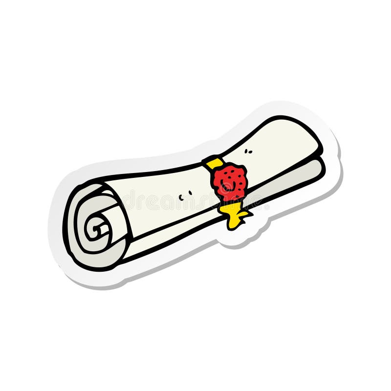 Sticker of a Cartoon Scroll Stock Vector - Illustration of diploma ...