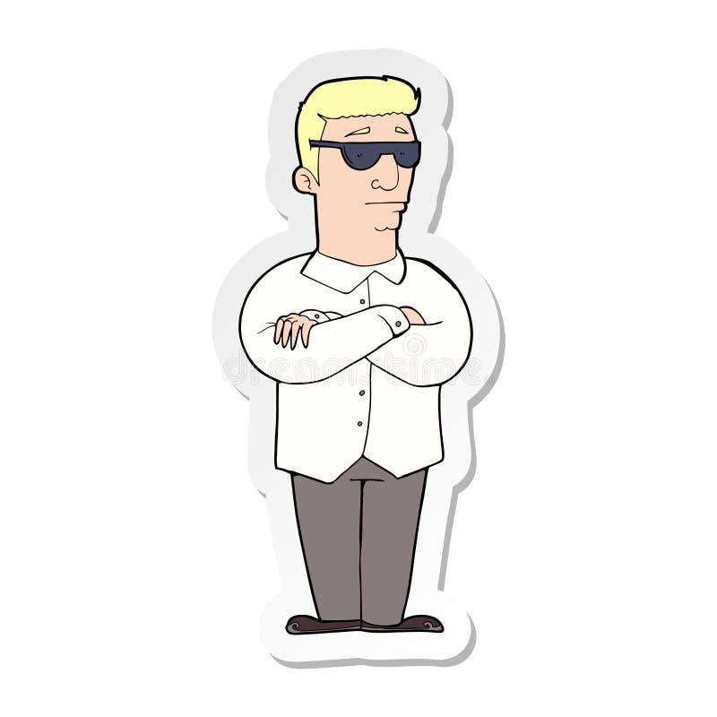 Sticker of a Cartoon Security Guy Stock Vector - Illustration of doodle ...