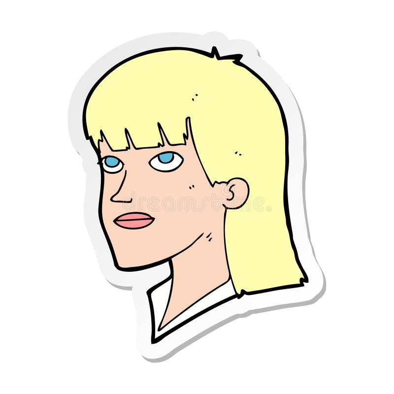 Sticker of a Cartoon Serious Woman Stock Vector - Illustration of retro ...