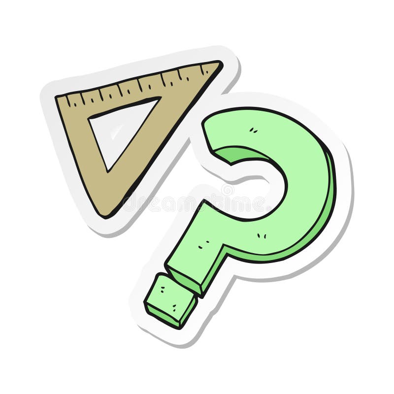 Sticker of a Cartoon Set Square Stock Vector - Illustration of drawn ...