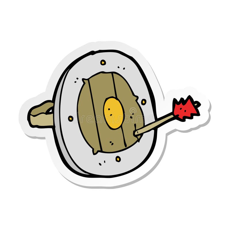 Sticker of a Cartoon Shield with Arrow Stock Vector - Illustration of ...