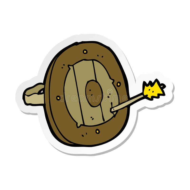 Sticker of a Cartoon Shield with Arrow Stock Vector - Illustration of ...