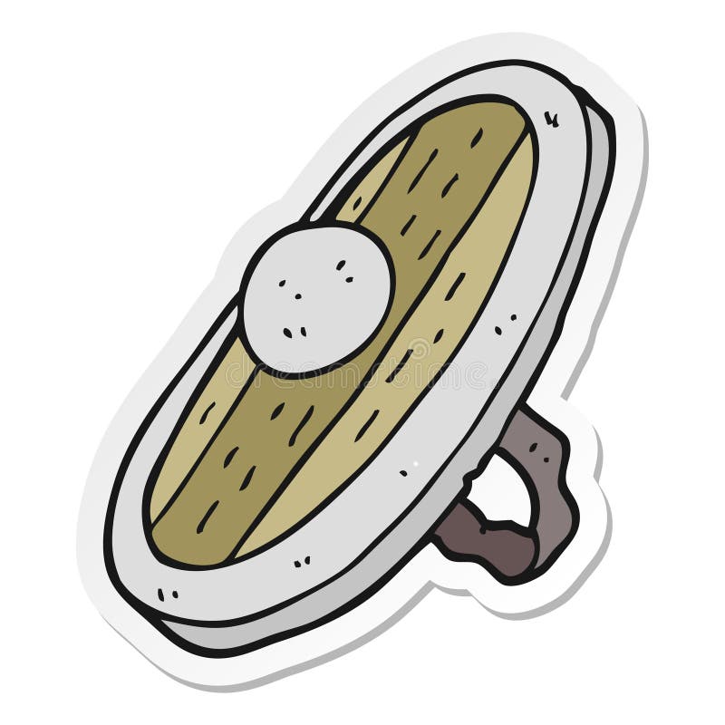 Sticker of a Cartoon Shield Stock Vector - Illustration of sign, retro ...