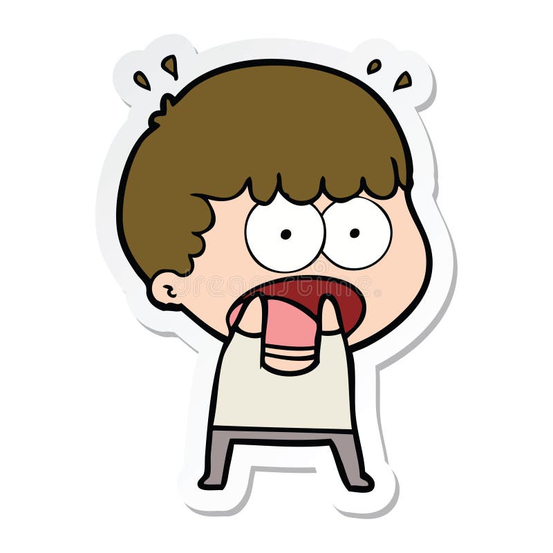 Sticker of a Cartoon Shocked Man Stock Vector - Illustration of doodle ...