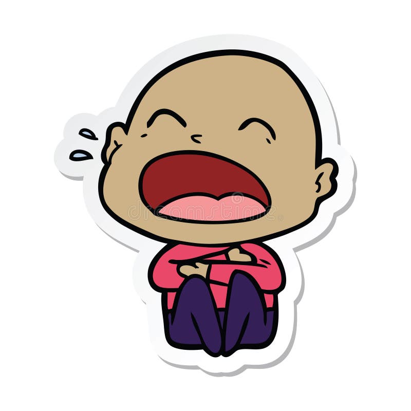 Sticker of a Cartoon Shouting Bald Man Stock Vector - Illustration of ...