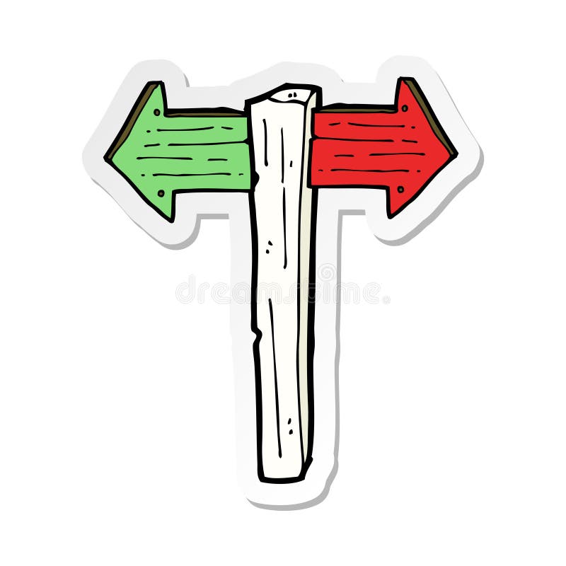 Sticker of a Cartoon Sign Post Stock Vector - Illustration of retro ...