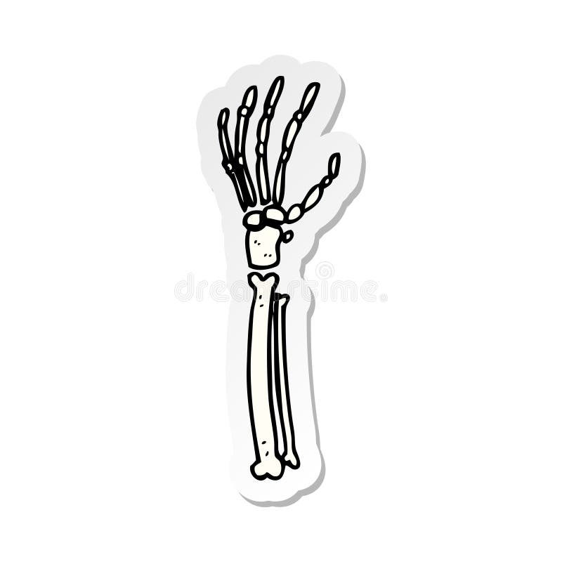 Sticker of a Cartoon Skeleton Hand Stock Vector - Illustration of drawn ...