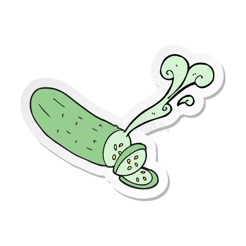 Sticker of a Cartoon Sliced Cucumber Stock Vector - Illustration of ...
