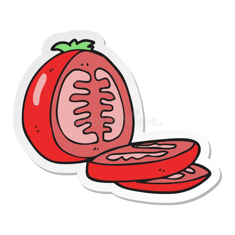 Sticker of a Cartoon Sliced Tomato Stock Vector - Illustration of ...