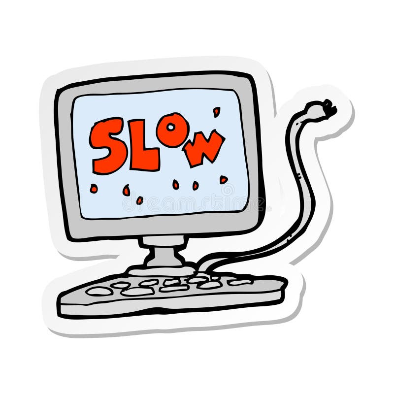 Cartoon slow computer stock vector. Illustration of funny - 37037297
