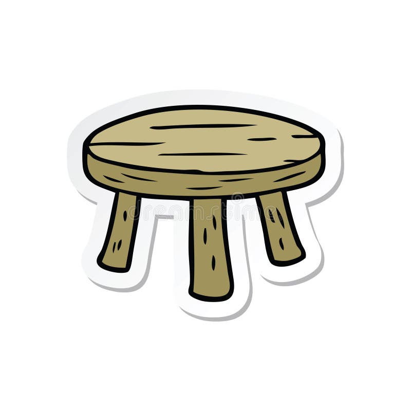Sticker of a Cartoon Small Stool Stock Vector - Illustration of ...