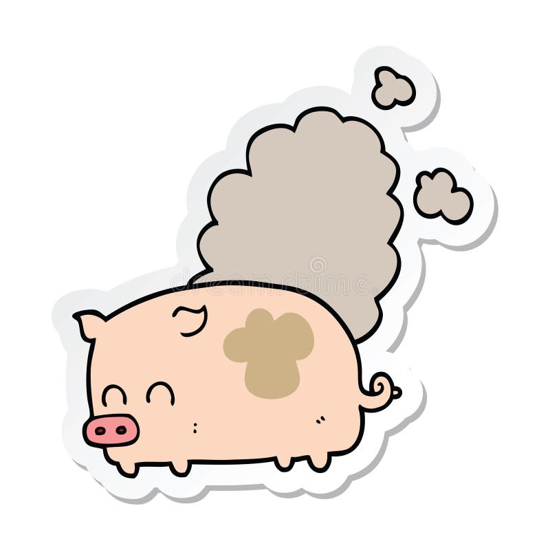 Sticker of a Cartoon Smelly Pig Stock Vector - Illustration of stinky ...