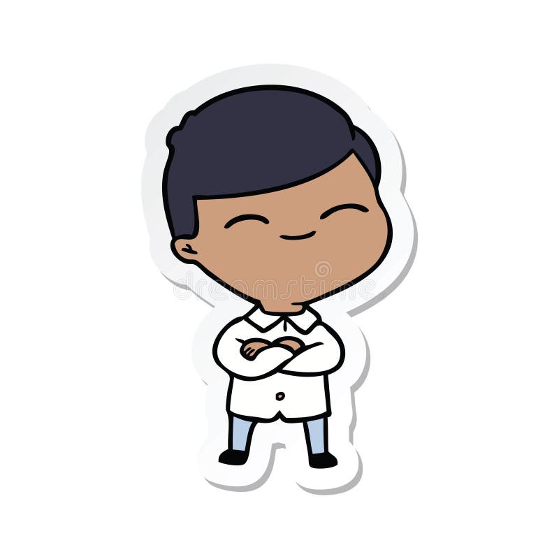 Sticker of a Cartoon Smiling Boy Stock Vector - Illustration of people ...